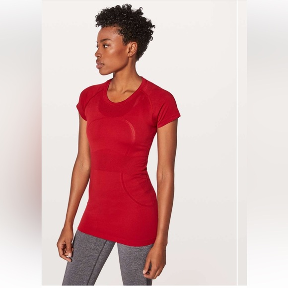 lululemon athletica | Tops | Lululemon Dark Red Swiftly Tech Short ...